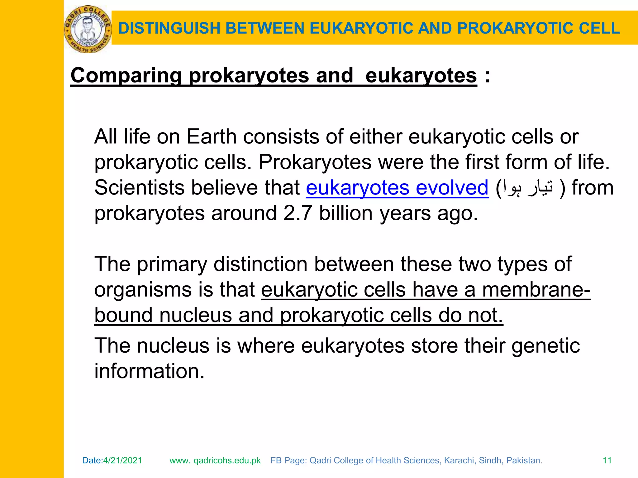 4. distinguish bw eukaryoticand prokaryotic cell. | PPTX