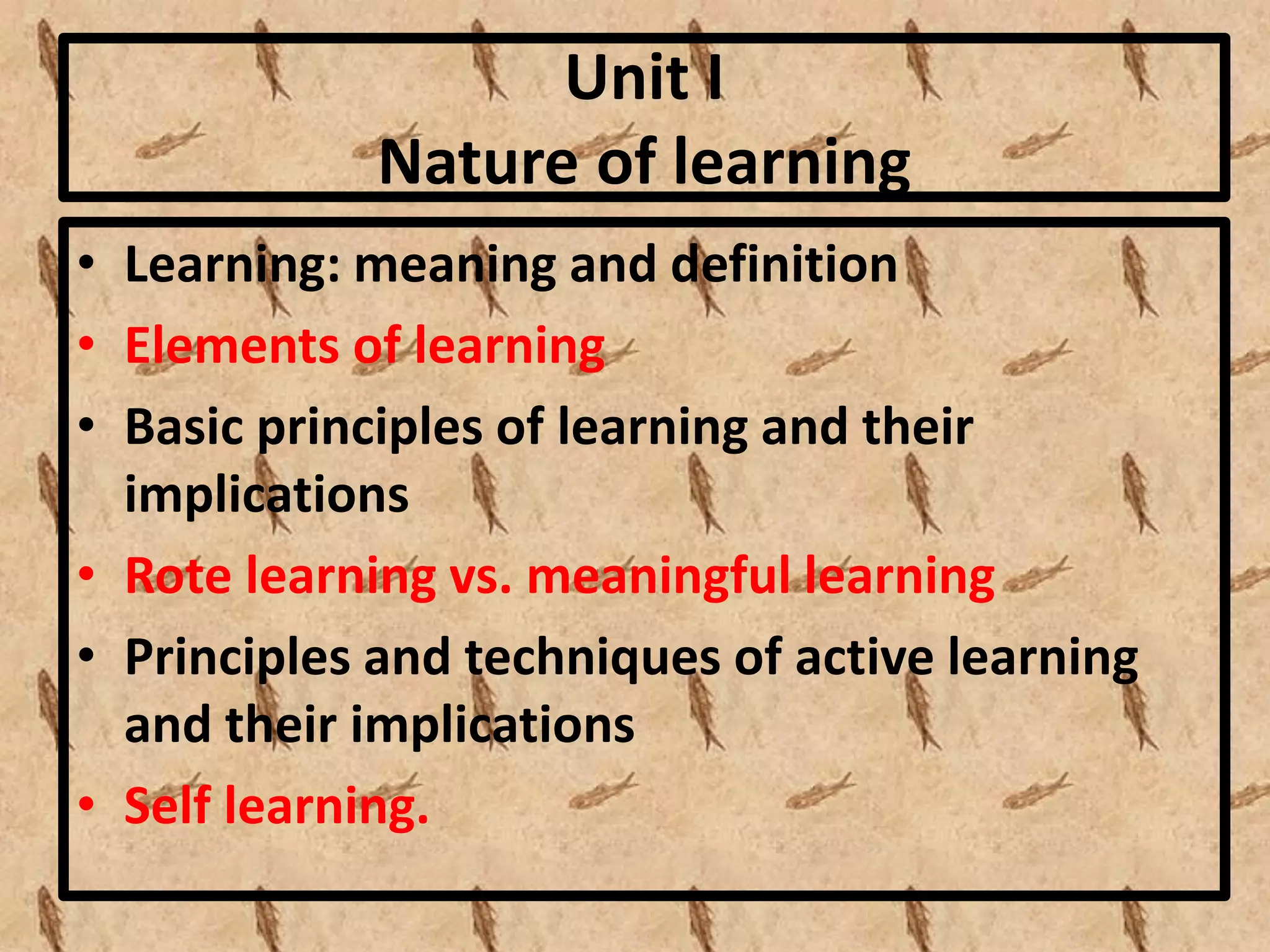 4. unit 1 types of learning | PDF