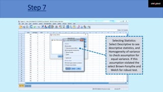 One way anova in spss (procedure and output) | PDF