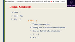 4. operators in c programming by digital wave | PPT