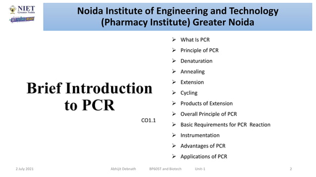 Brief Introduction to PCR | PPTX