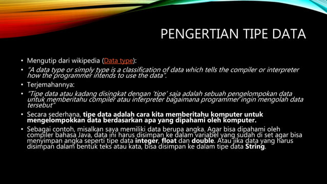 4. tipe data dan operator java | PPTX