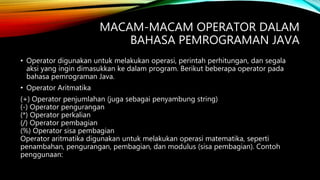 4. tipe data dan operator java | PPTX