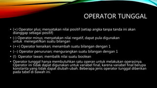 4. tipe data dan operator java | PPTX