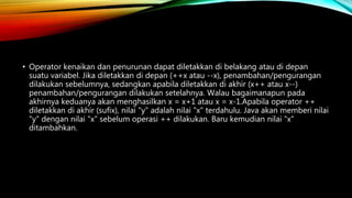 4. tipe data dan operator java | PPTX