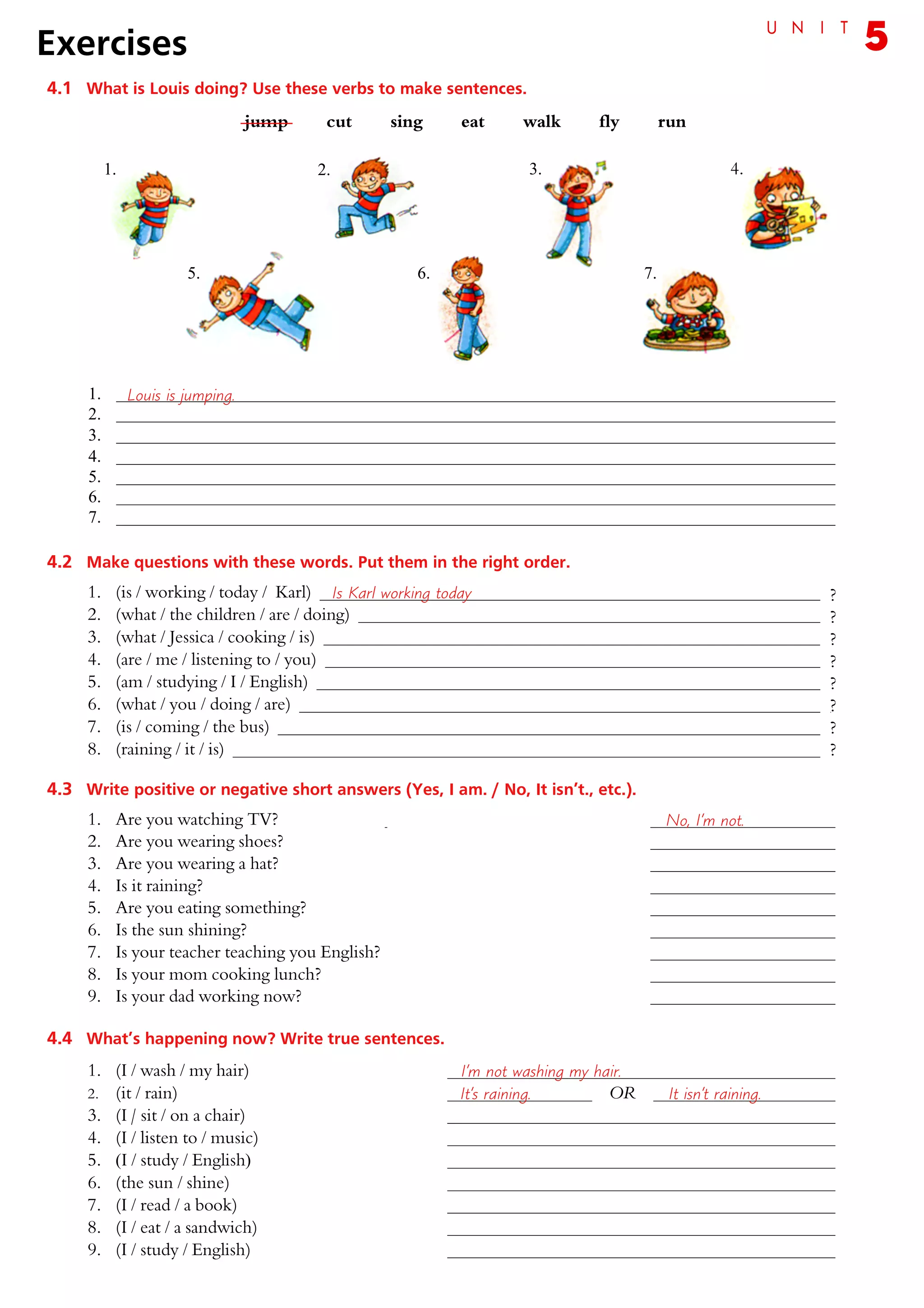 4.2 present continuous (grammar exercises) | PDF