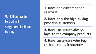 Market Segmentation- Multiple Choice Questions ( MCQs) on Market ...