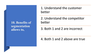 Market Segmentation- Multiple Choice Questions ( MCQs) on Market ...