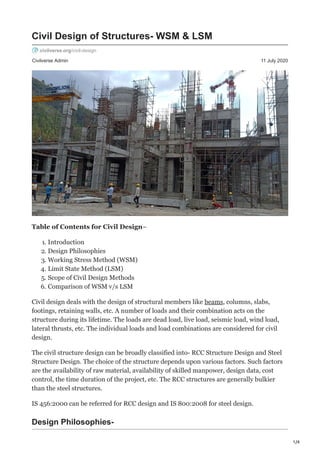 Civil Design of Structures -WSM & LSM | PDF