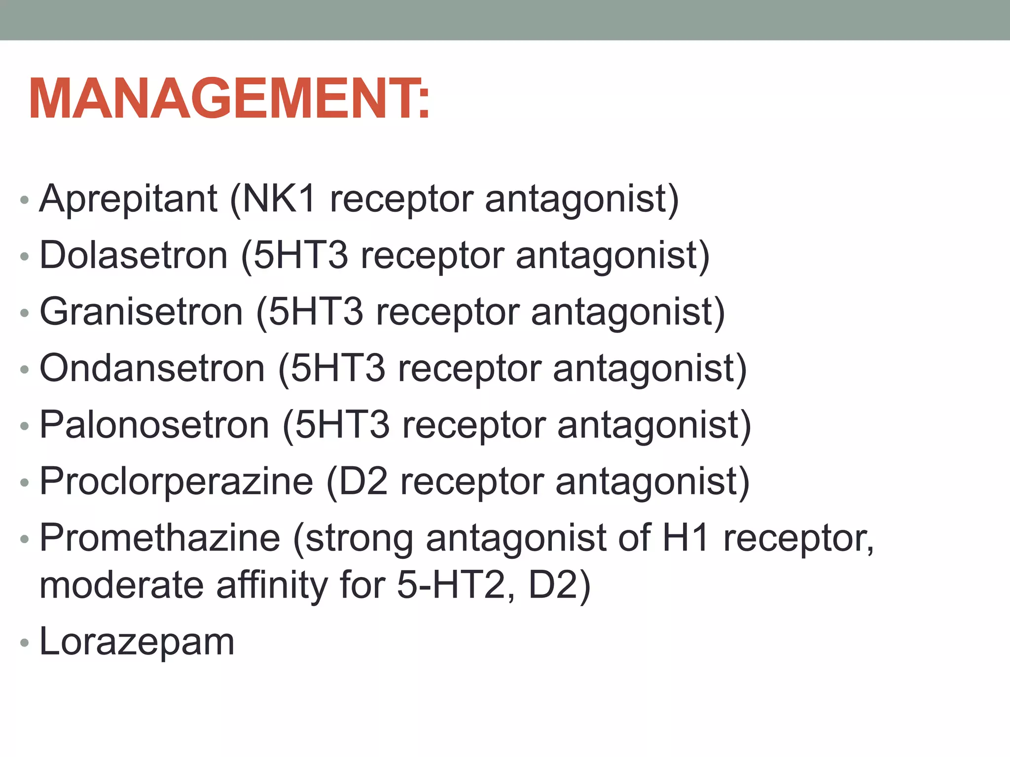 Management of chemotherapy induced nausea and vomiting | PPTX