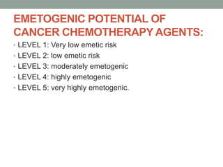 Management of chemotherapy induced nausea and vomiting | PPTX