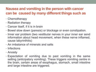 Management of chemotherapy induced nausea and vomiting | PPT