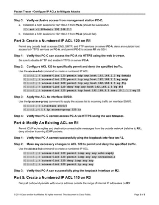 4.4.1.2 packet tracer configure ip ac ls to mitigate attacks-instructor | PDF