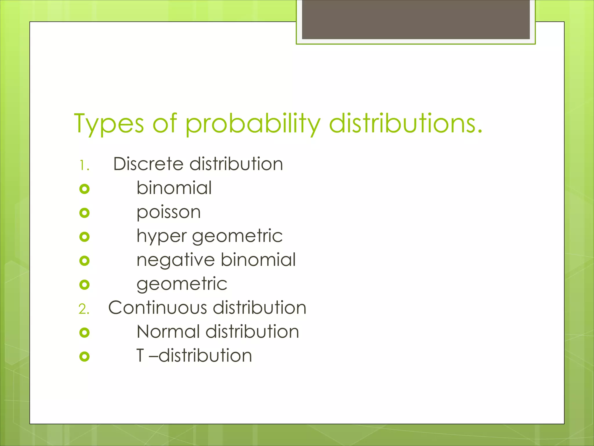 Types of Probability Distributions - Statistics II | PDF