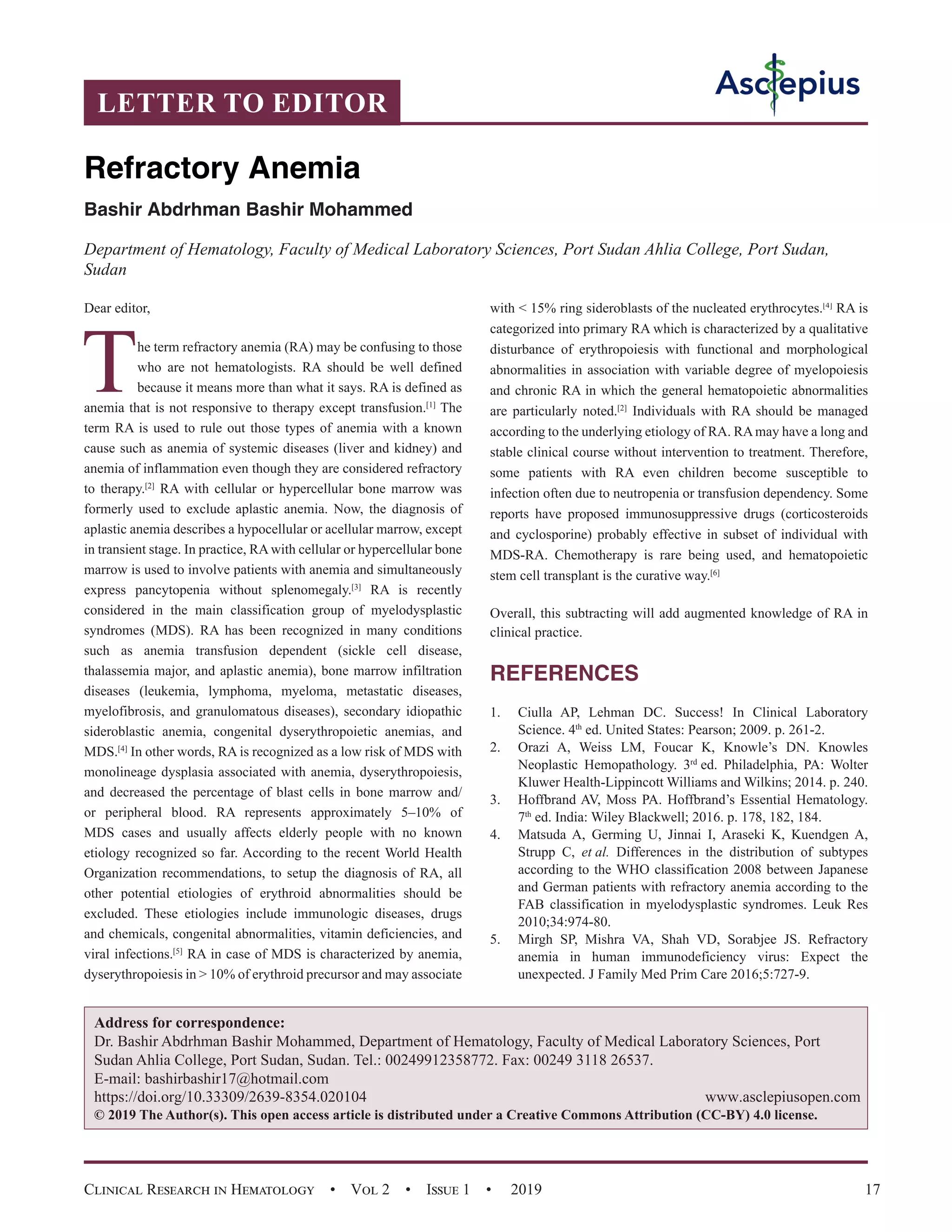 Refractory Anemia | PDF