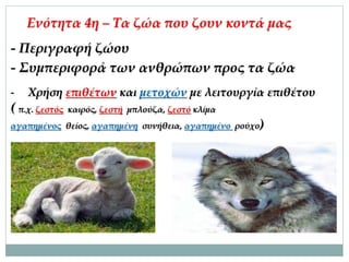 ενότητα 4η – τα ζώα που ζουν κοντά μας | PPTX