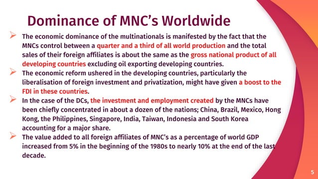 MULTINATIONAL CORPORATIONS #4 - Dominations of MNC's | PPTX