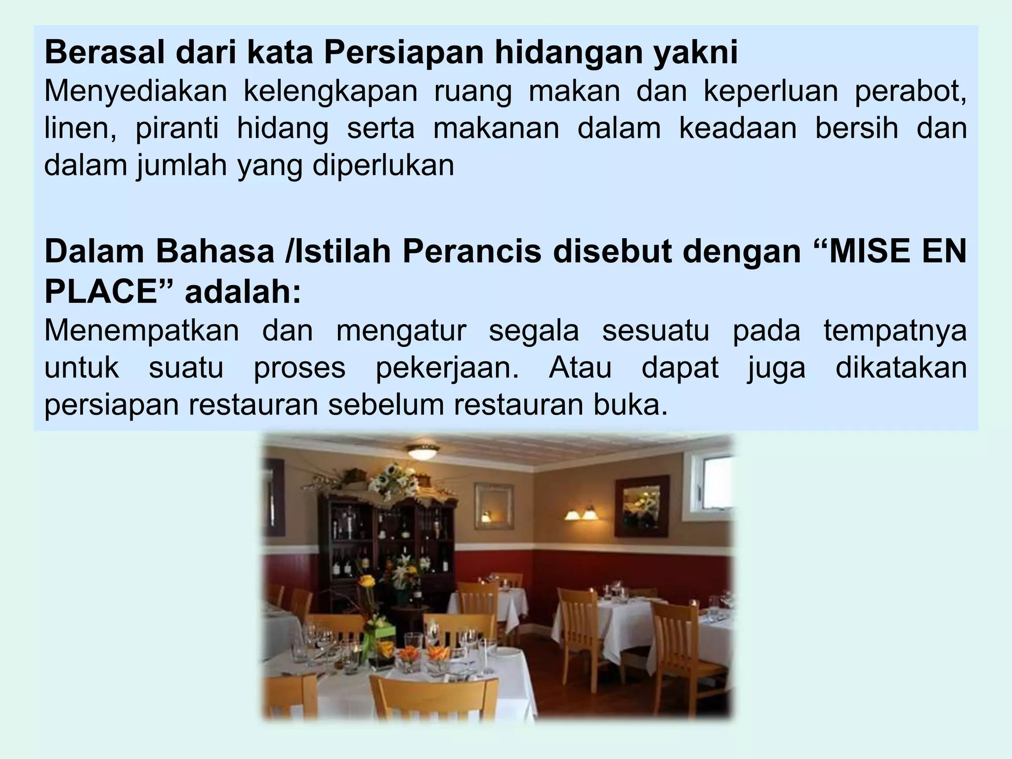 restaurant mise en place | PPSX