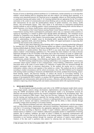 Model united nations (MUN): Learning method to enhance critical ...