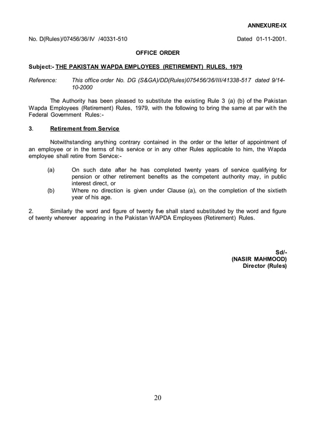 4. WAPDA Retirement Rules 1979.docx | Eldercare | Family and Relationships
