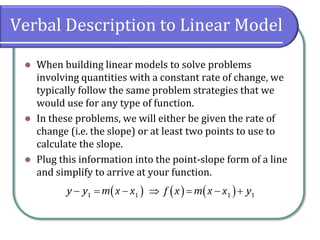 4.2 Modeling With Linear Functions | PPT