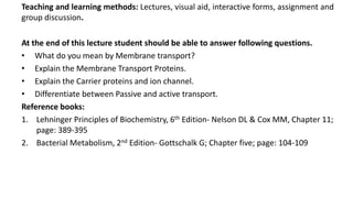 Membrane Transport System | PPT