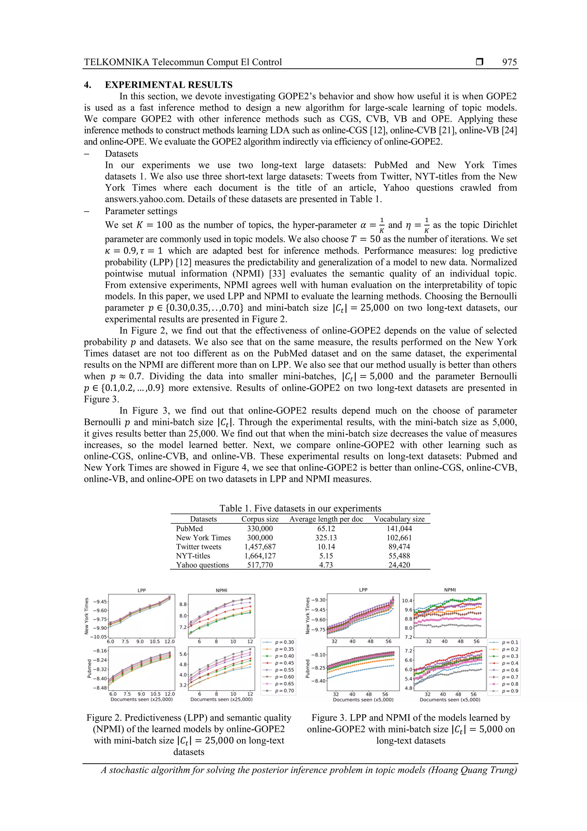 A stochastic algorithm for solving the posterior inference problem in topic models | PDF ...