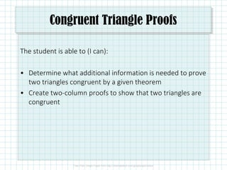 4.3 Congruent Triangle Proofs | PPT