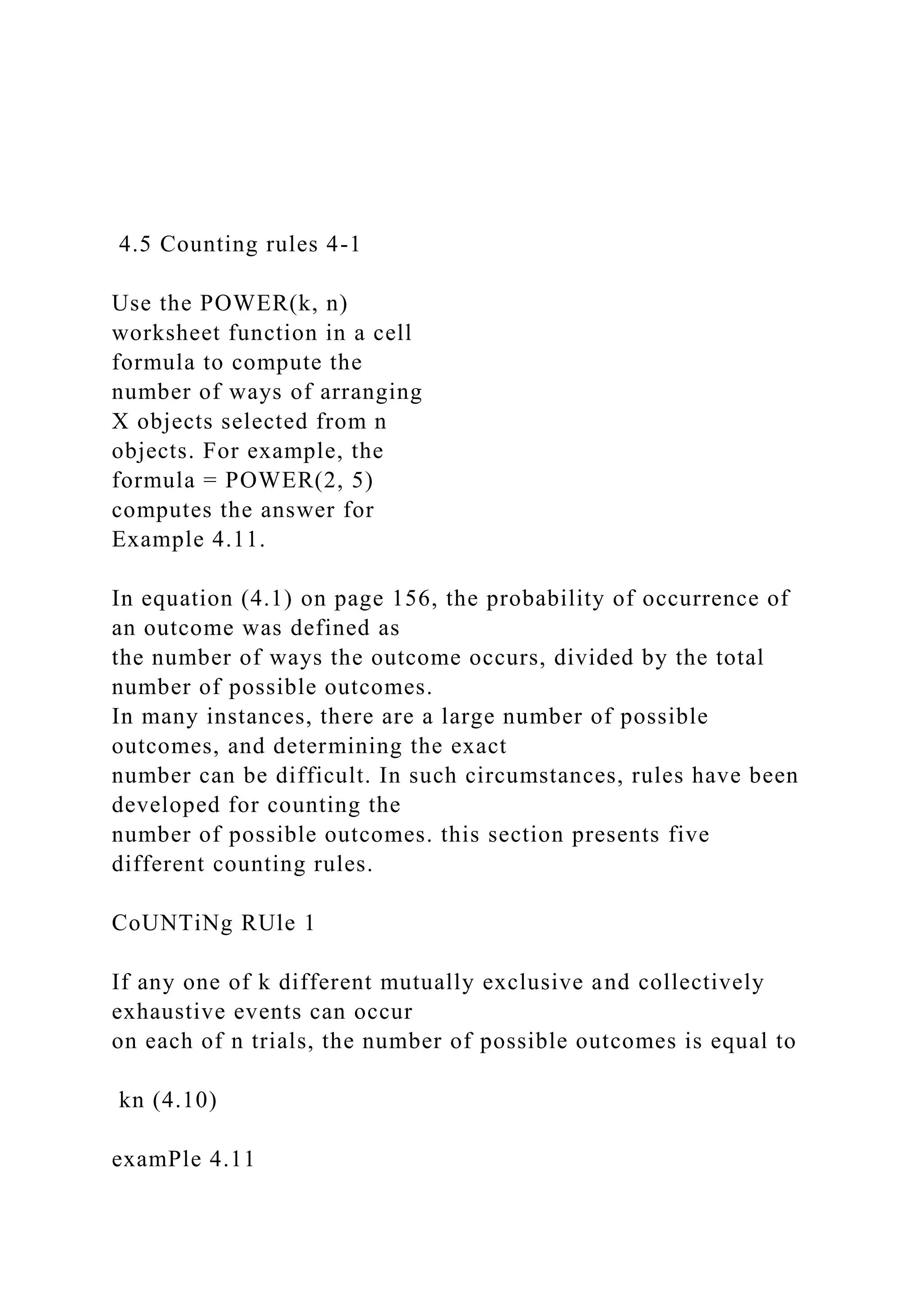 4.5 Counting rules 4-1Use the POWER(k, n) worksheet fun.docx