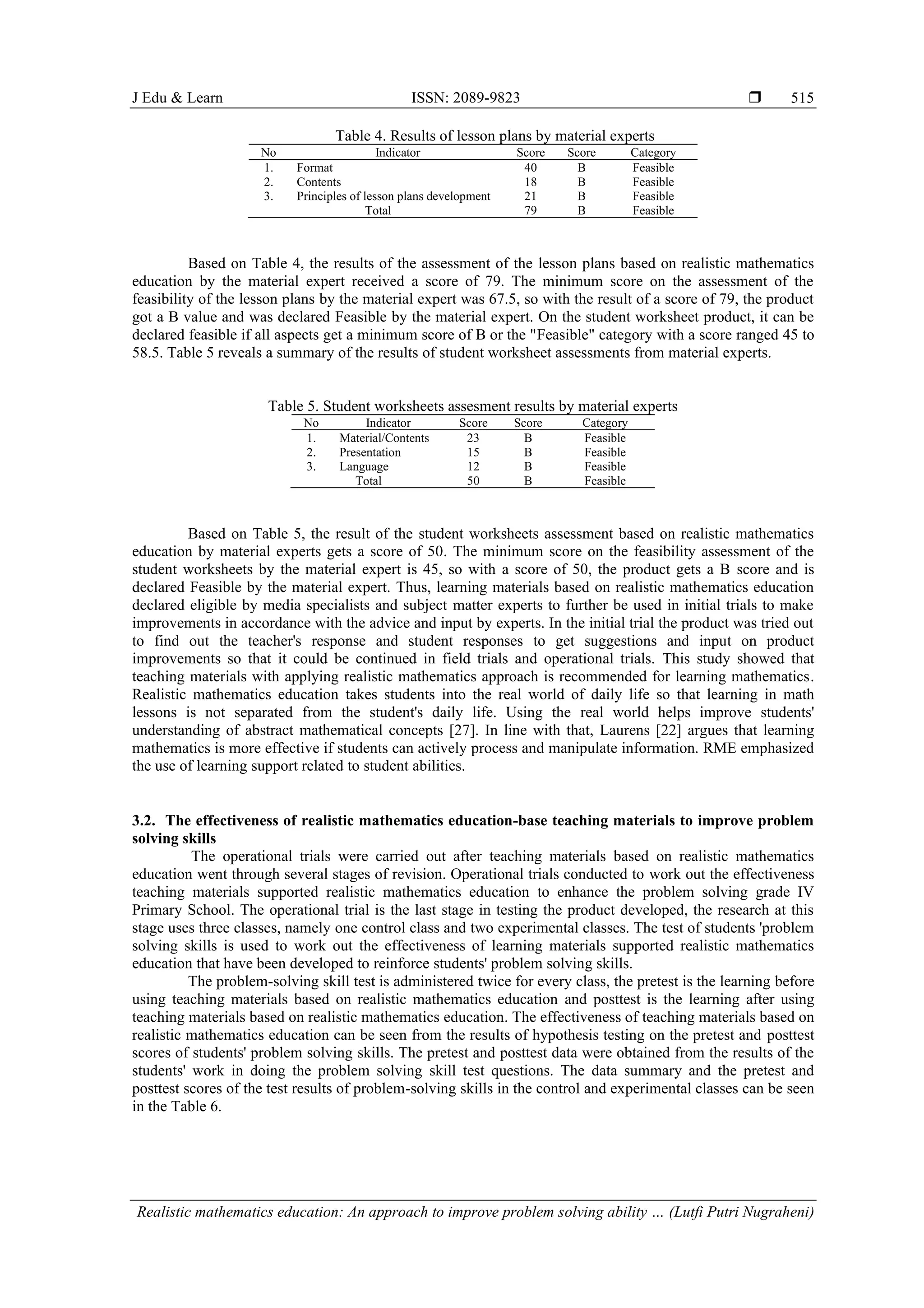 Realistic mathematics education: An approach to improve problem solving ability in primary ...