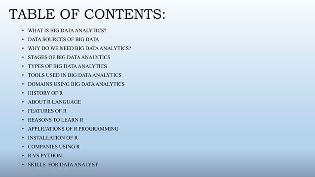BIG DATA ANALYTICS USING R | PPTX