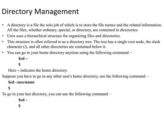 Directory Management in Unix | PPT