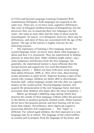4.5 First and Second Language Learning Compared With simultaneous .docx