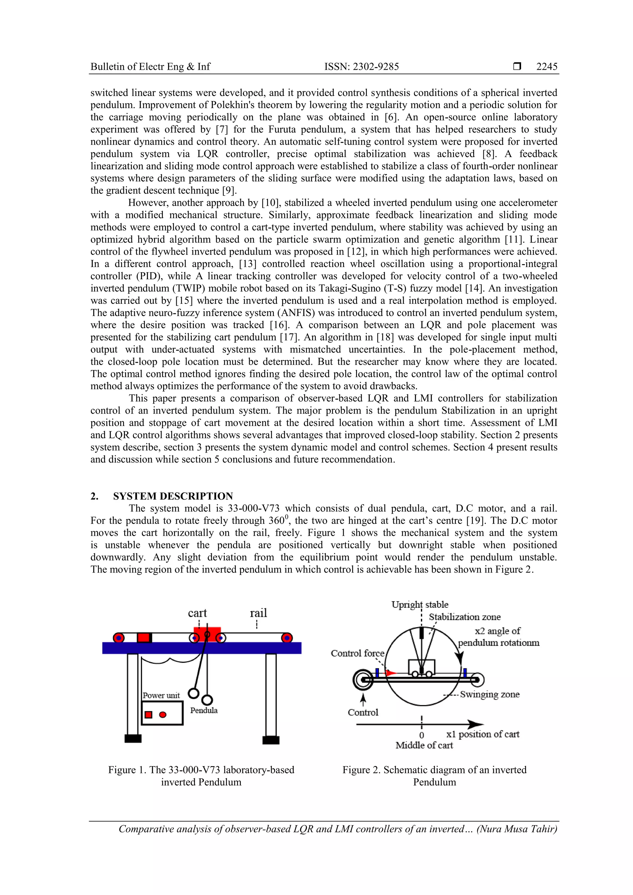 Comparative analysis of observer-based LQR and LMI controllers of an inverted pendulum | PDF