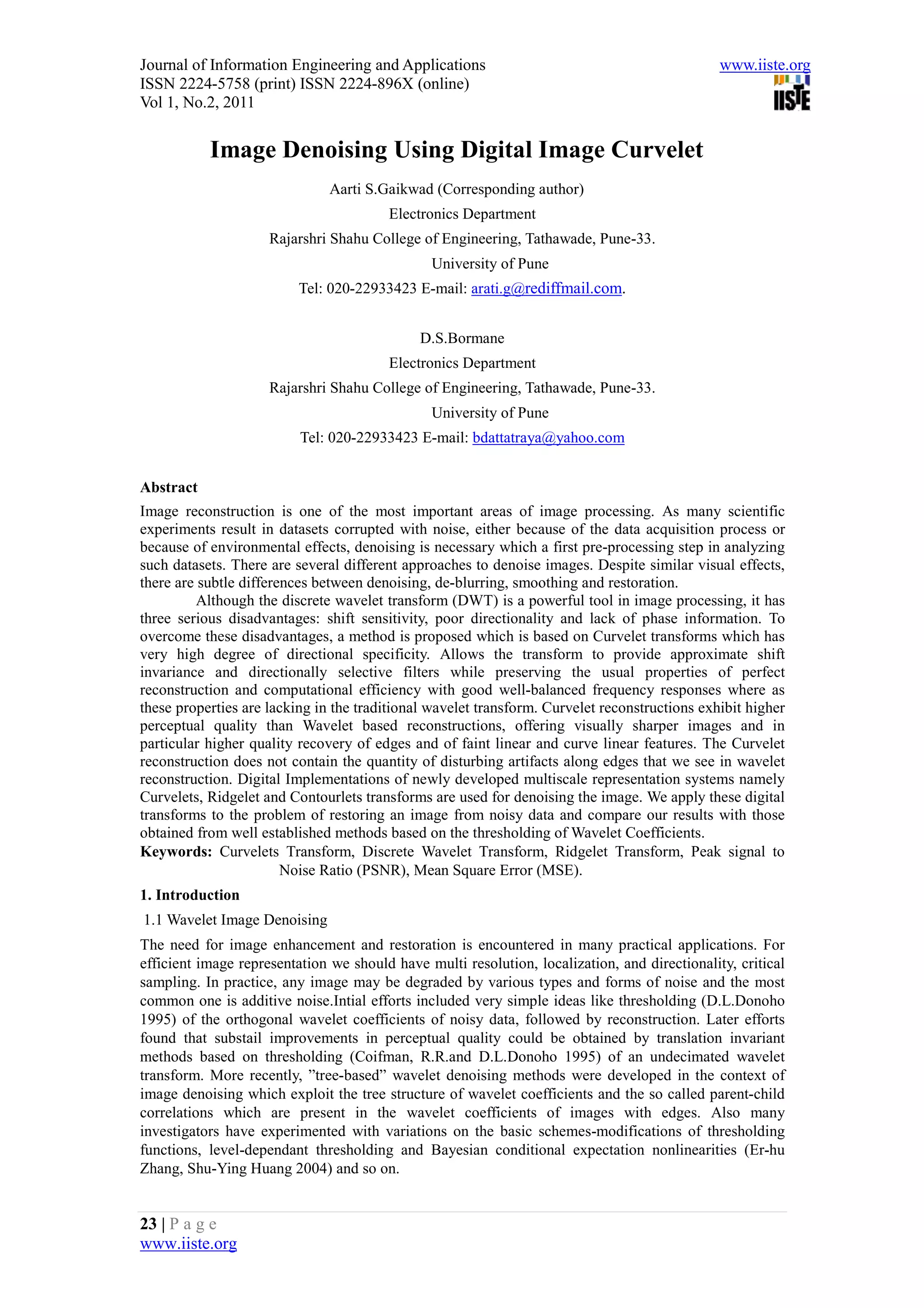 4.[23 28]image denoising using digital image curvelet | PDF