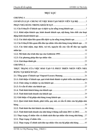 CHUYÊN ĐỀ TỐT NGHIỆP: THỰC TRẠNG CỦA VIỆC ĐÀO TẠO VÀ PHÁT TRIỂN NHÂN VIÊN NHÀ HÀNG TẠI KHÁCH SẠN ...