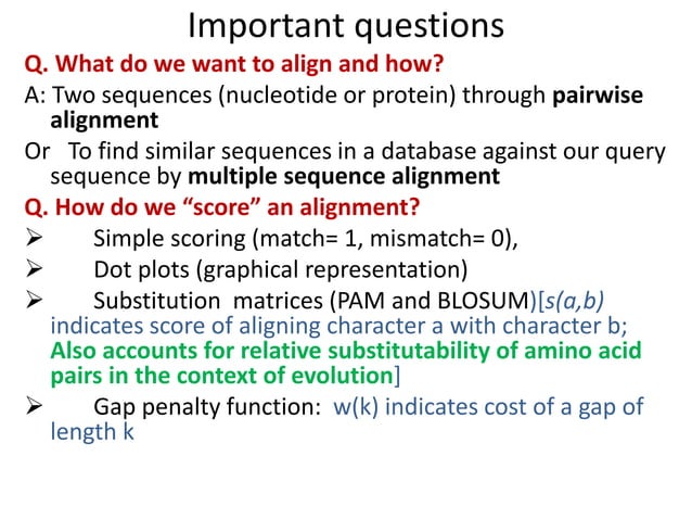 4. sequence alignment.pptx | Genetics | Science