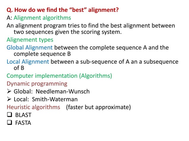 4. sequence alignment.pptx | Genetics | Science