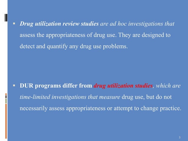 Drug utilisation review | PPTX | Substance Abuse | Diseases and Conditions