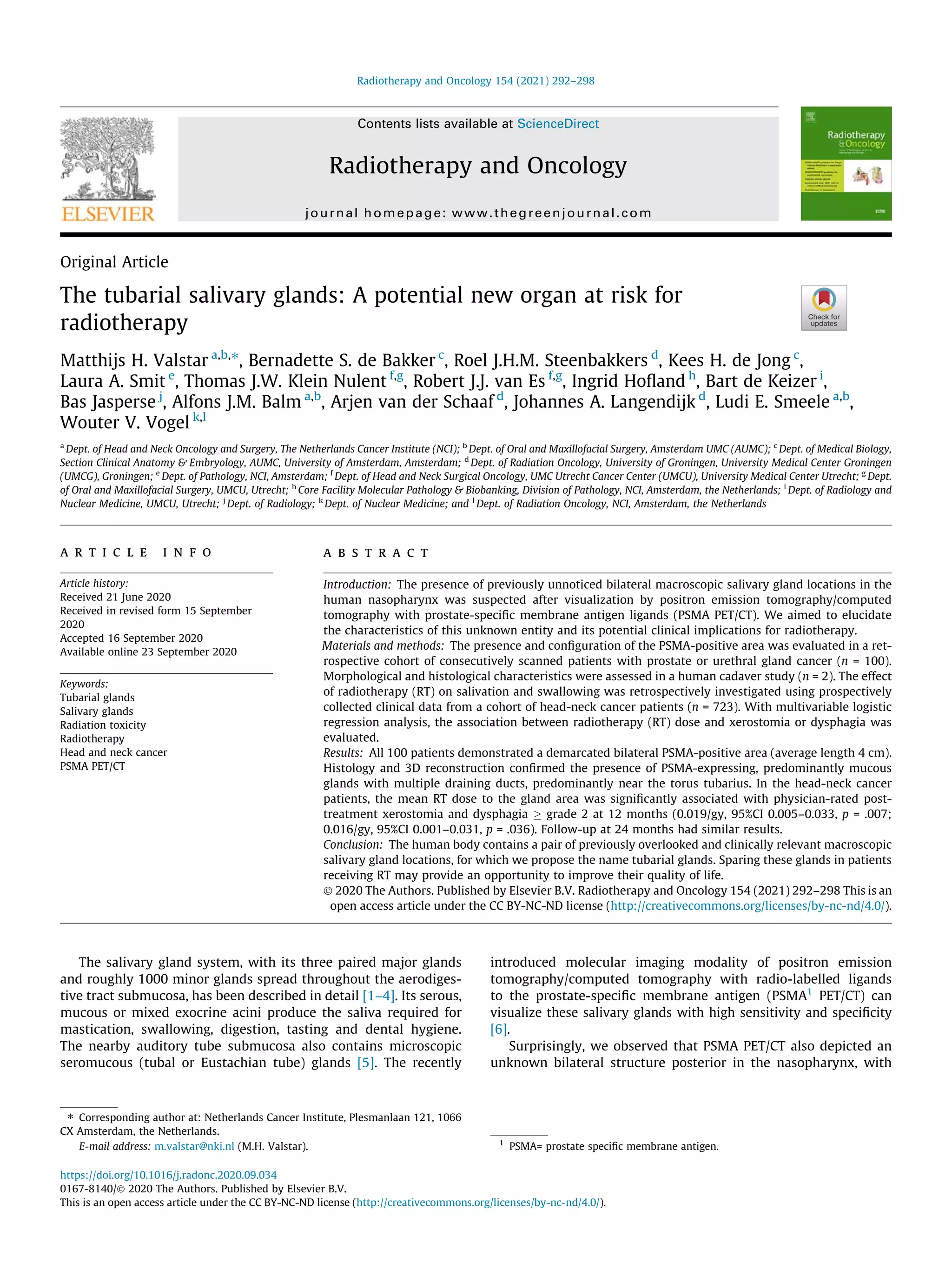 4.- The tubarial salivary glands. A potential new organ at risk for ...