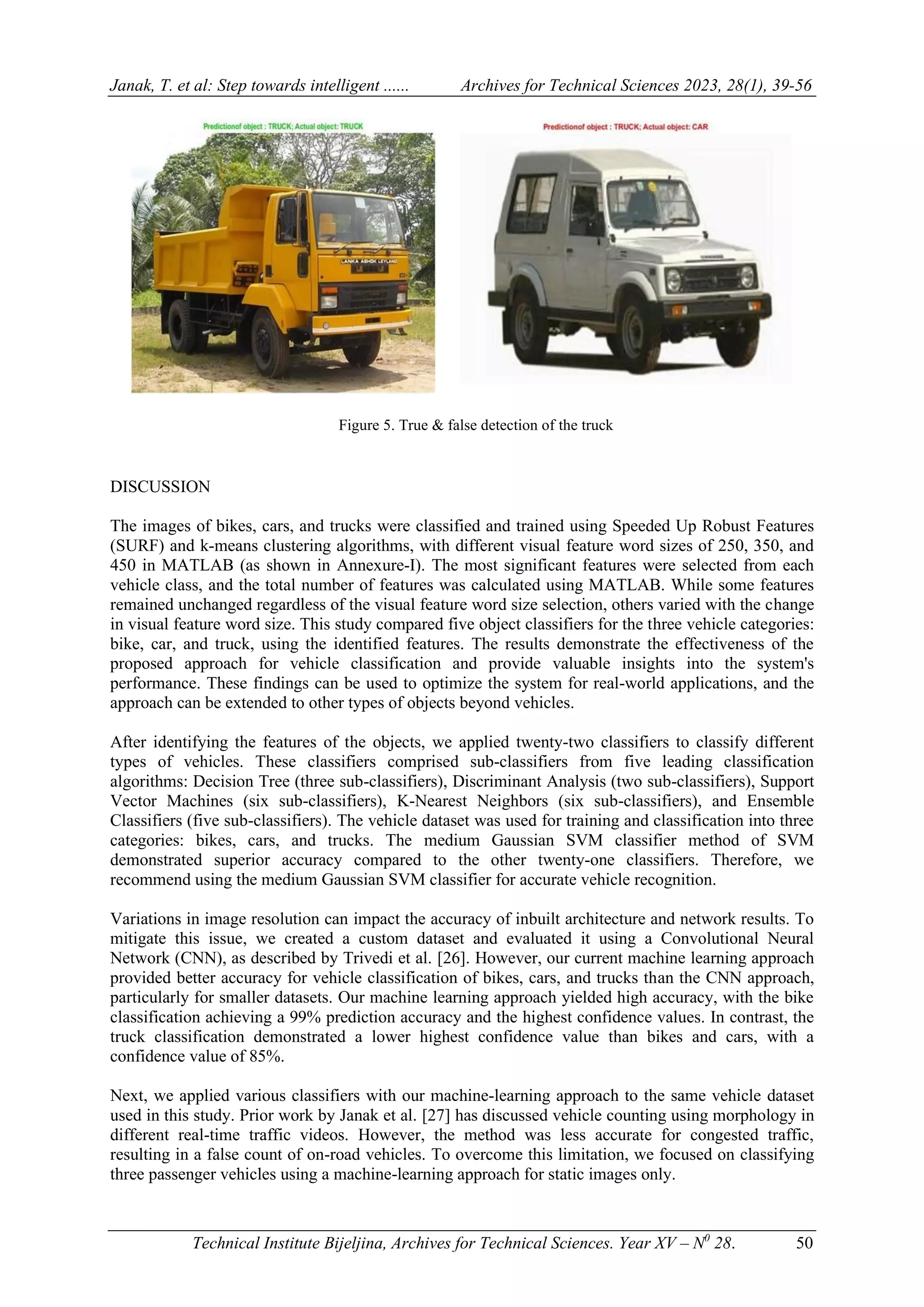 STEP TOWARDS INTELLIGENT TRANSPORTATION SYSTEM WITH VEHICLE CLASSIFICATION AND RECOGNITION USING ...