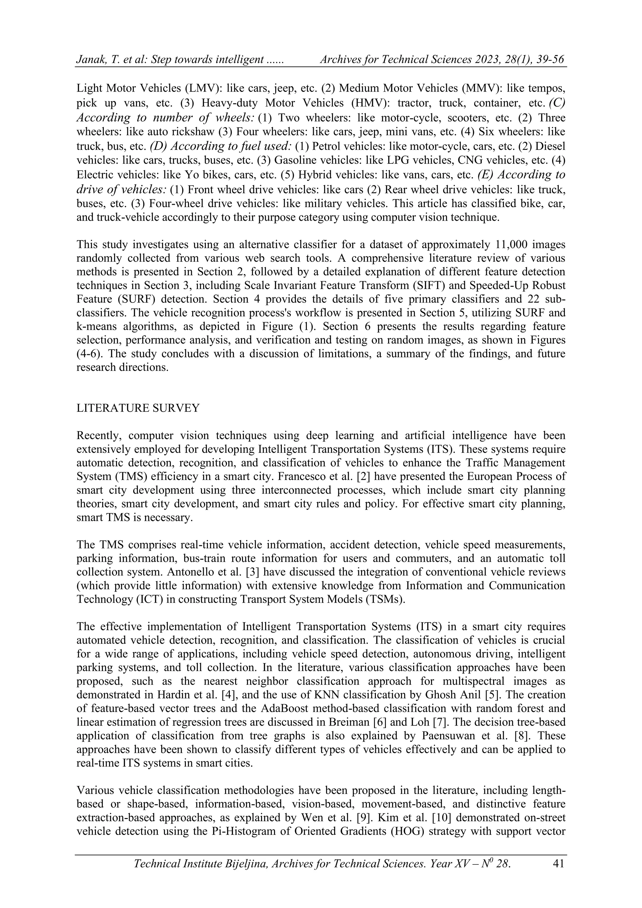 STEP TOWARDS INTELLIGENT TRANSPORTATION SYSTEM WITH VEHICLE ...