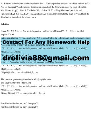 4. Sums of independent random variables Let 1, Xn independent random .pdf