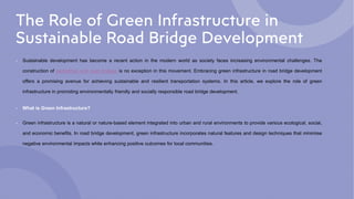 The Role of Green Infrastructure in Sustainable Road Bridge Development ...