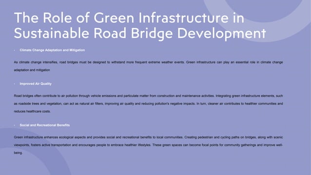 The Role of Green Infrastructure in Sustainable Road Bridge Development ...