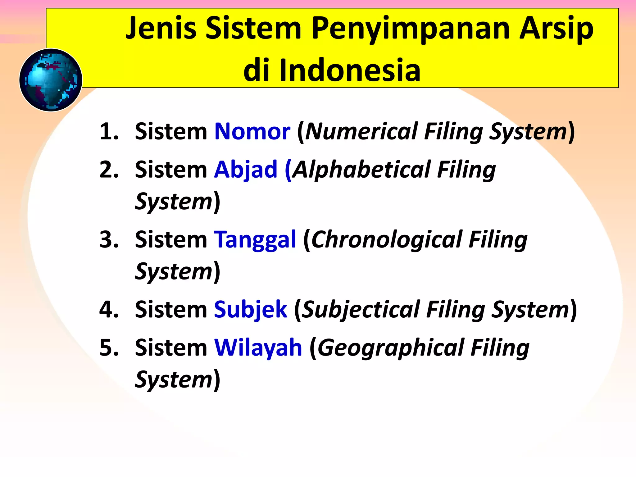 Sistem Korespondensi & Pengarsipan (Manajemen Arsip Dinamis). | PPTX