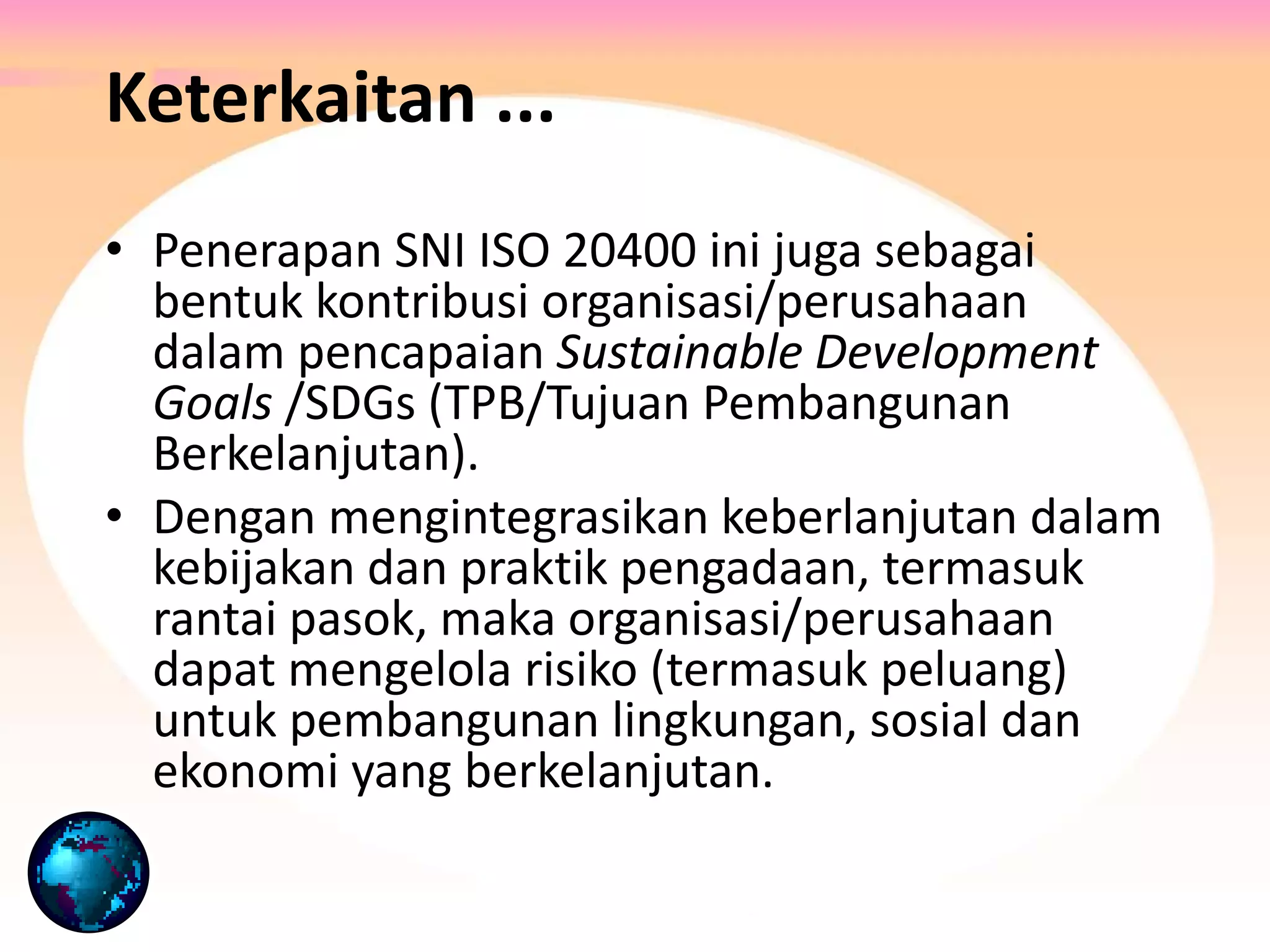 Konsep Inti, dan Prinsip "SUSTAINABLE PROCUREMENT (Pengadaan ...