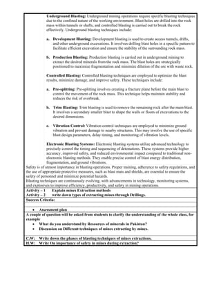 4. Drilling and Blasting Techniques in mines.docx | Geology | Science