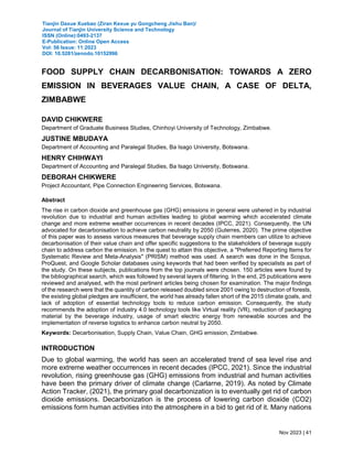 FOOD SUPPLY CHAIN DECARBONISATION: TOWARDS A ZERO EMISSION IN BEVERAGES ...