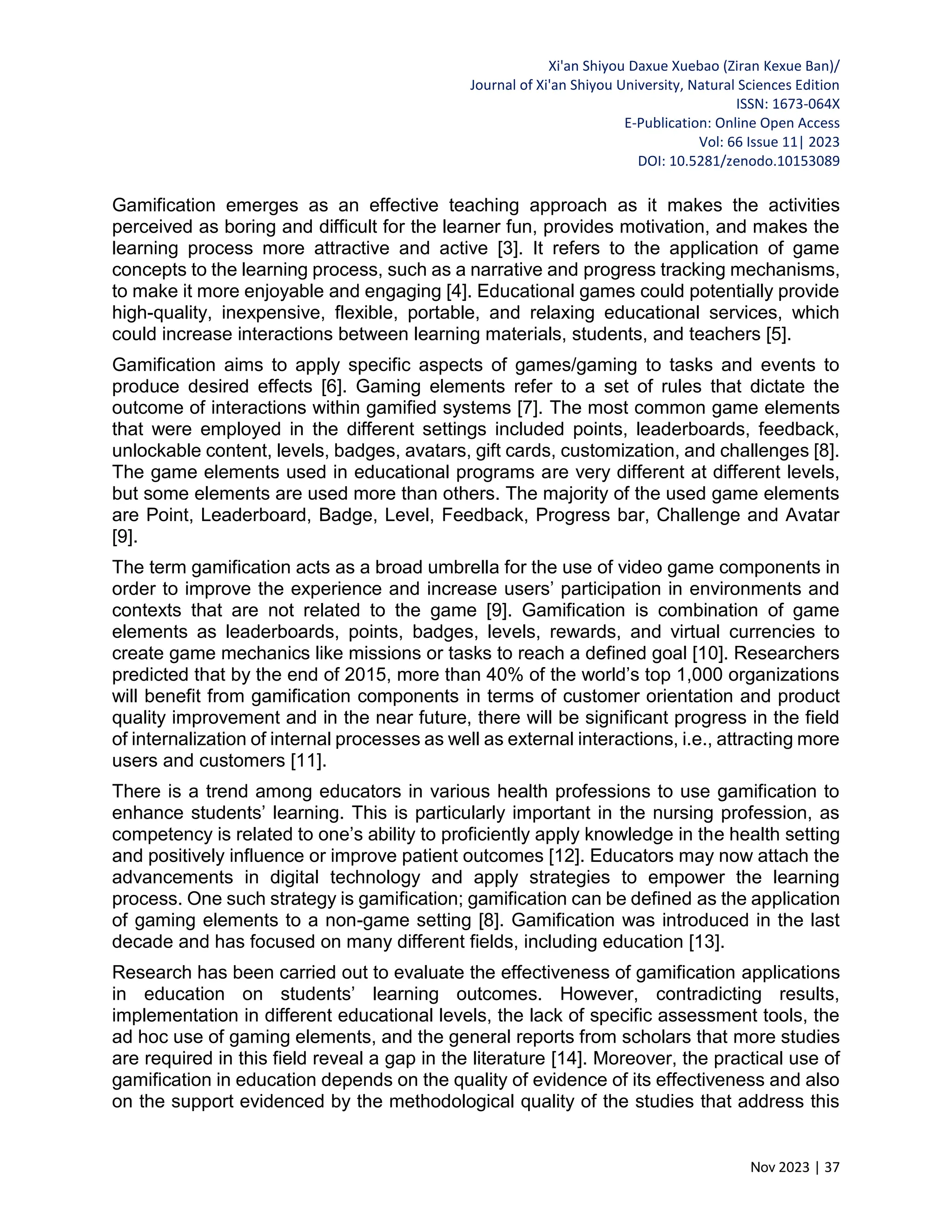 APPLICATION OF GAMIFICATION ELEMENTS IN NURSING ADMINISTRATION COURSE AND ITS EFFECT ON NURSING ...